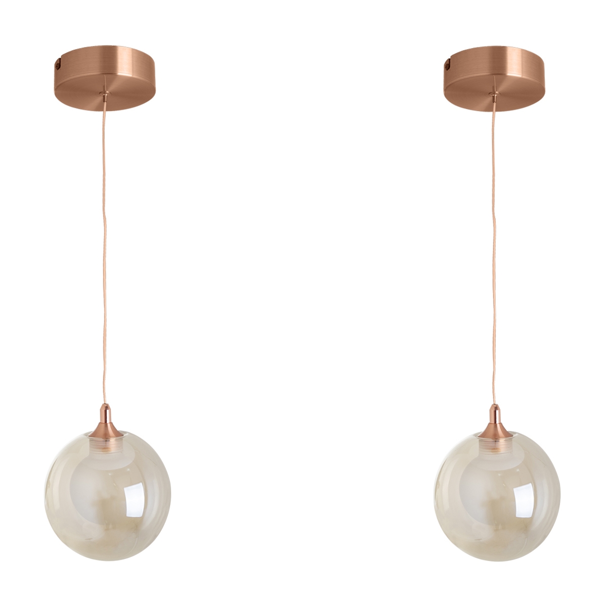 Kit 2 Pendentes Led Metal Acrílico Cobre 3w 3000k Aura | Yamamura