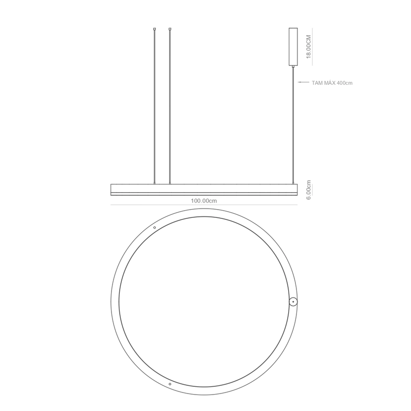 Pendente Led Metal Aluminio Grafite 60w 3000k Giro - Yamamura